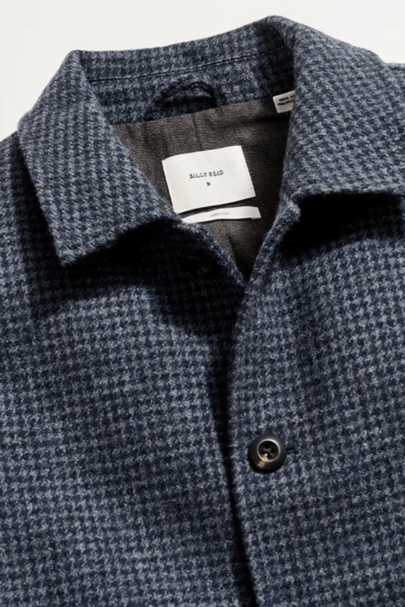 Bennet Overcoat in Navy Multi | Outerwear | Billy Reid