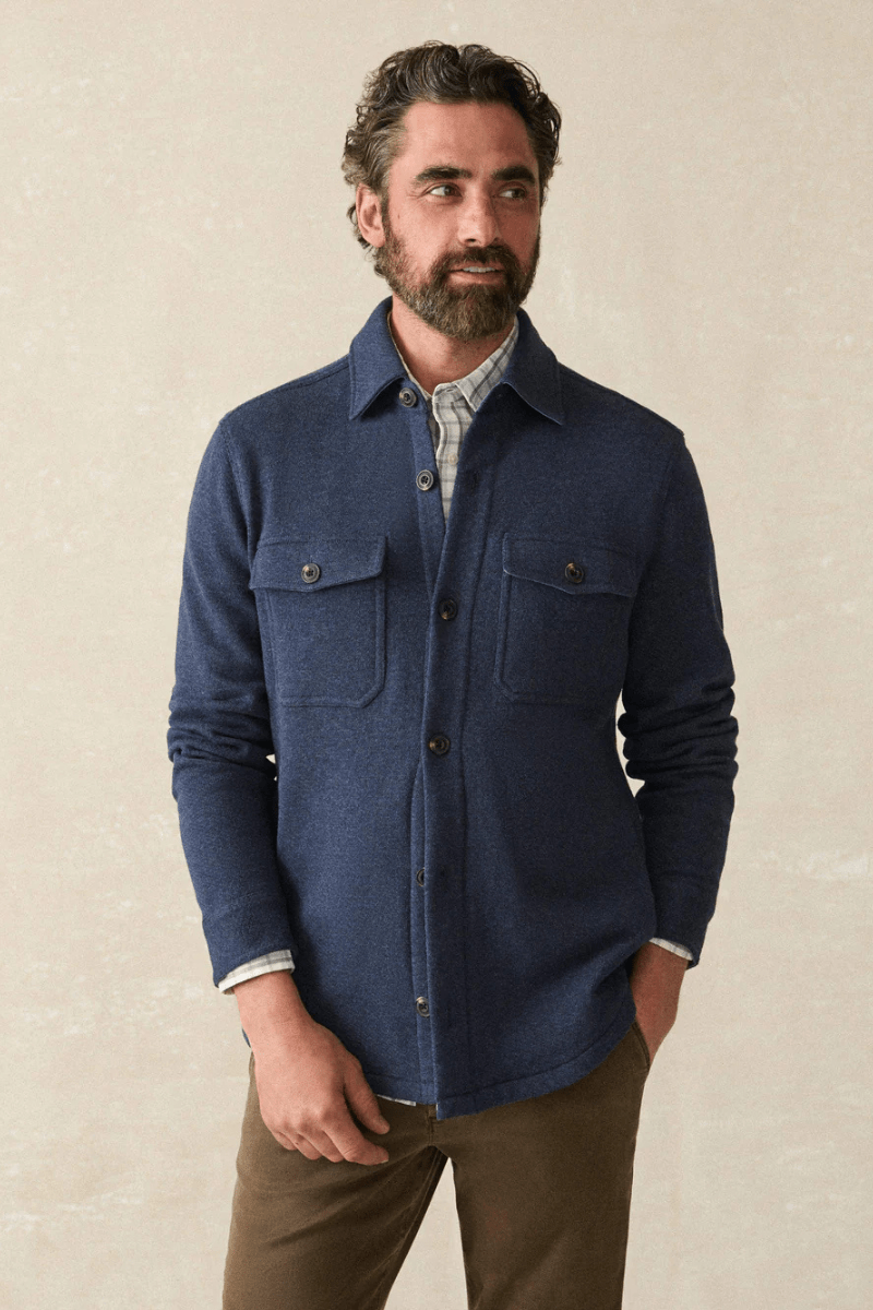 Inlet Knit CPO | Navy Night Melange | Faherty Brand | Archery Close ...